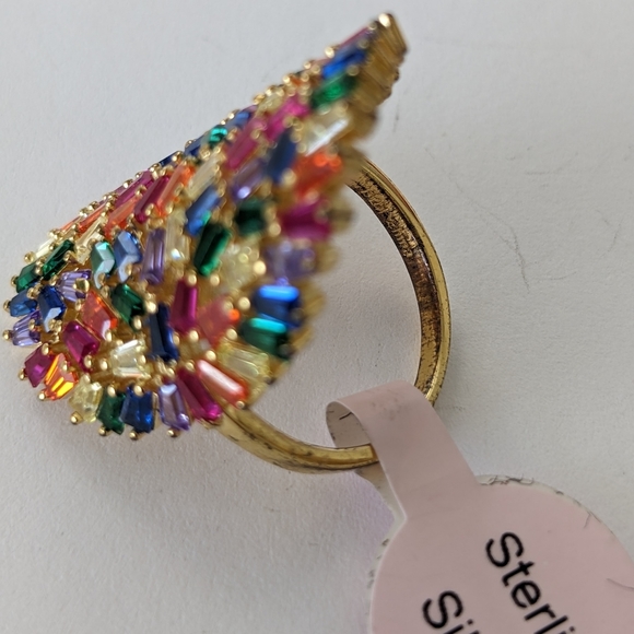 Jewelry | Nwt 925 Gold Plated Rainbow Color Crystal Ring | Poshmark